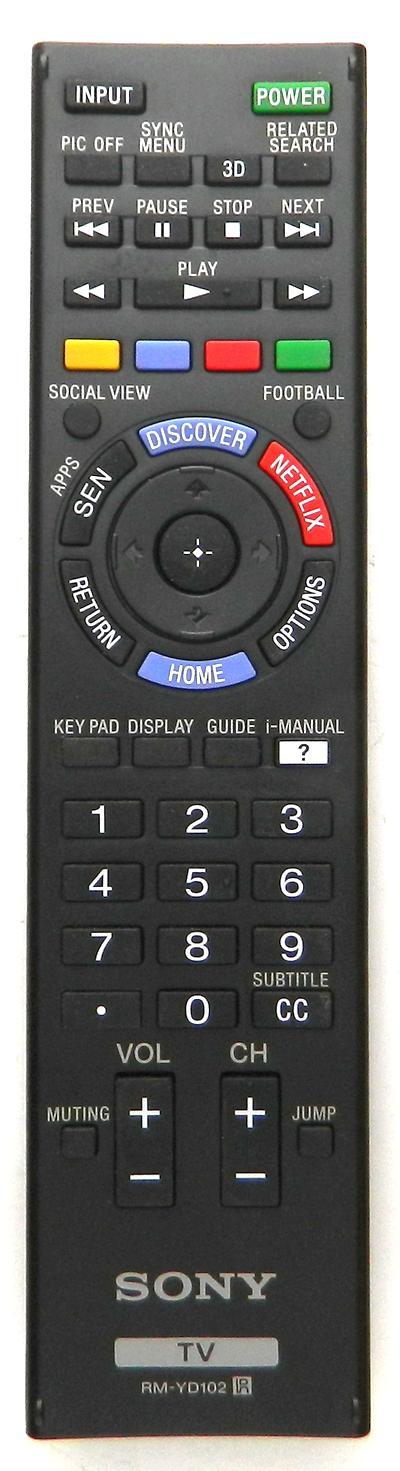 Sony RM-YD102 1-492-766-11 TV Remote Control